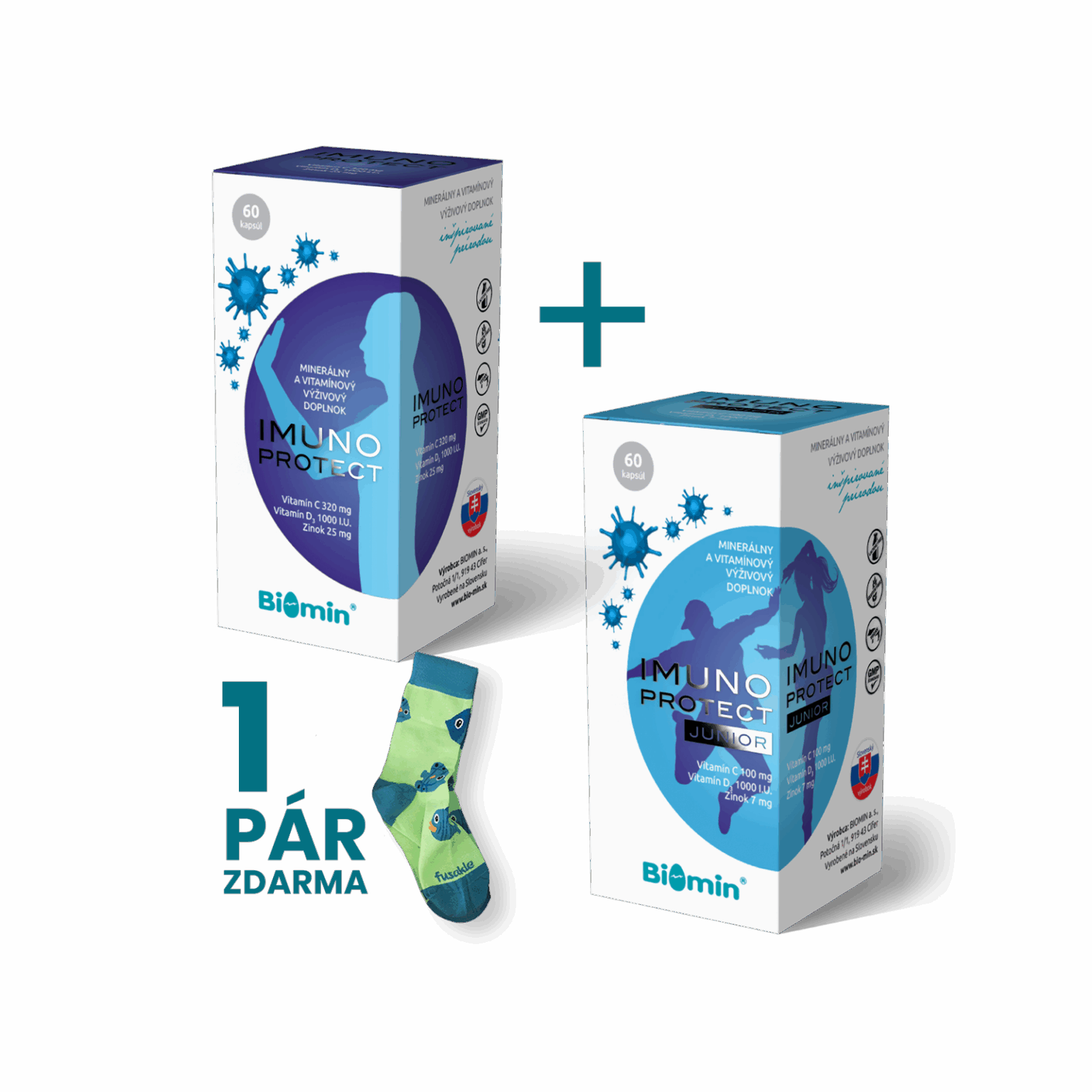 Imuno Protect + Imuno Protect Junior + 1x fusakle ZDARMA | Biomin
